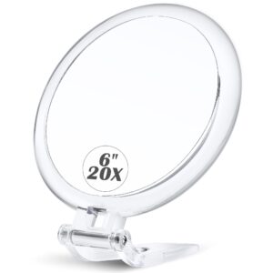 miyadiva 6in 20x magnifying mirror, double sided travel mirror, foldable hand mirrors with handle, portable mirror for traveling, gift for women