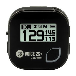 golfbuddy voice 2s+ talking gps rangefinder, clip on hat golf navigation, slope mode on/off, 18 hours battery life, shot distance measurement, preloaded with 40,000 courses worldwide (black)