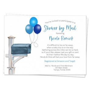 baby shower by mail invitations for boy customizable mailbox invites with envelopes (12 count)