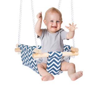 sarhlio hanging swing seat chair for infant and toddle wooden canvas hanging baby swing with adjustable ropes, kids toys gifts swing for indoor outdoor backyard 6 months to 3 years old(bhs01a)