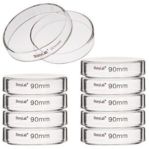 stonylab 10pk glass petri dishes, 90x20 mm autoclavable borosilicate glass cell culture dishes petri dishes with clear lid for laboratory