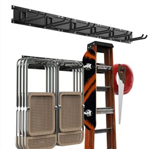 housolution heavy duty tool storage rack 48 inch garage tool organizer storage system max 264 lbs, 3 rails with 6 adjustable wall hooks, tool holder wall mount for warehouse, basement, workshop