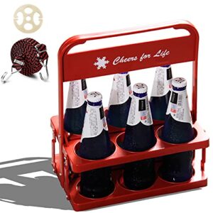 casethrone reusable 6-pack beer bottles foldable plastic drink carrier for grubhub doordash postmates drivers, beverage delivery holder