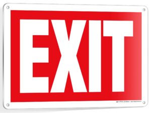 isyfix exit sign – 1 pack 10x7 inch – 100% rust free .040 aluminum signs, laminated for ultimate uv, weather, scratch, water and fade resistance, indoor and outdoor, exit signs for exterior.