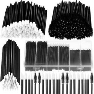 263 pieces disposable makeup applicators kit, includes 50 disposable eyeliner brushes 100 lipstick applicators lip wands 112 mascara wands eyelash brush with plastic organizer box