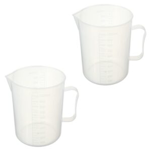 aicosineg 2pcs measuring cups 1000ml plastic graduated cups pp plastic graduated beaker measuring pitcher pour cup liquid measuring mixing cups plastic measuring cup with handle for lab science