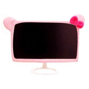 linxtar 20''-29'' computer monitor cover with cat ear design furry kawaii pink monitor dust cover elastic dustproof christmas gift for pc tablet tv