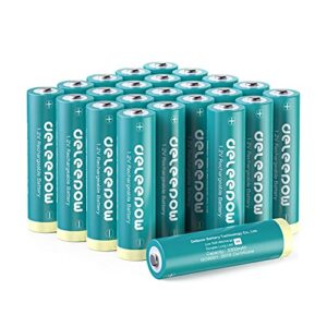 deleepow aa rechargeable batteries ni-mh, 3300mah long lasting, 1.2v 1200 cycles rechargeable aa batteries- 24 count for household and business devices