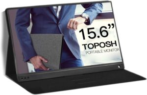 toposh portable monitor 15.6” usb type-c full hd 1080 ips usb c portable monitor built-in dual speakers compatible with laptop computer raspberry pi gaming monitor for ps5 ps4 ps3 xbox