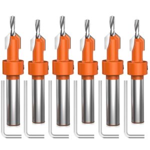 sendrill wood working countersink drill bit set round shank for timber working, with hex key wrench（6pcs)