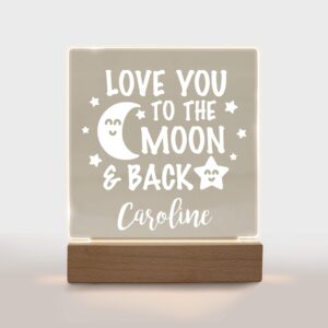 personalized night light for kids gifts for baby nursery lamp bedroom decor love you to the moon