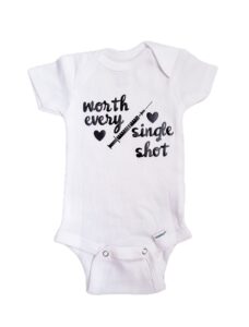 peanut press designs worth every single shot baby bodysuit, ivf infant outfit, organic cotton (newborn) black