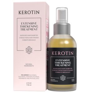 kerotin hair thickening spray with keratin for fine & thin hair growth in women, heat protectant, repair mist for volume, body & shine, diameter booster, natural, sulfate & cruelty free, made in usa