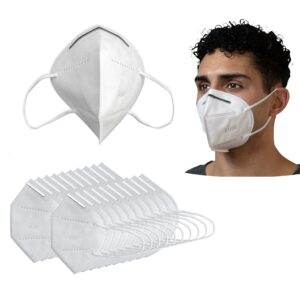 kn95 – disposable face mask | includes 20 masks | 5-ply layer pm 2.5 protection | multiuse dust & particle filtration | adjustable nose piece & elastic ear loop | comfortable 3d design respirator