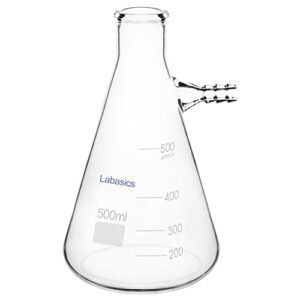 labasics glass 500 ml heavy wall borosilicate glass filtering flask, bolt neck with tubulation, 500 ml