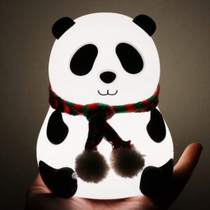 led kids night light cute nursing night light non-flickering eye-caring lamp-usb rechargeable, touch control, multi-color and warm white can be switched, fabulous ideal gift (panda round eyes)