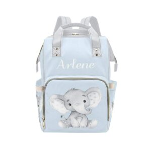 yeshop cute little elephant blue personalized diaper bag backpack tote with name,custom travel nappy mommy bag backpack