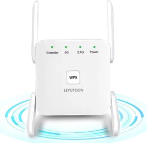 2022 wifi wifi range extender - 1200mbps wifi repeater wireless signal booster, dual band 2.4g and 5g expander, 4 antennas 360° full coverage, extend wifi signal to smart home devices（ 1203h04 white）