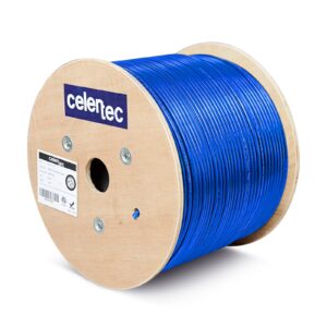 celertec cat6a ethernet cable, 500ft, 23awg solid bare copper, utp unshielded twisted pair, cmr riser rated &etl listed, 650mhz/10 gigabit network speed, category6 augmented, bulk ethernet cable- blue