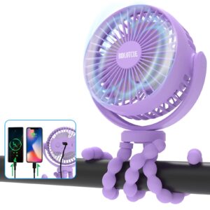 bidlotcue stroller fan, used as power bank, 42hrs 8000mah rechargeable battery operated fan, small clip on fans for baby stroller, car seat, bed, golf cart, beach, peloton bike, portable fan