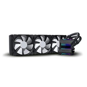 phanteks (p-go360mp_dbk01) glacier one 360mp d-rgb aio liquid cpu cooler, infinity mirror pump cap design, 3x silent 120mm mp pwm fans, black