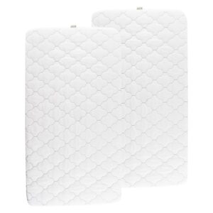 bamuho bassinet mattress protector compatible with foalom, newton, skylar baby bassinet, 2 pack, waterproof quilted 3 in 1 rectangle bassinet mattress pad cover, white, 35" x 20"