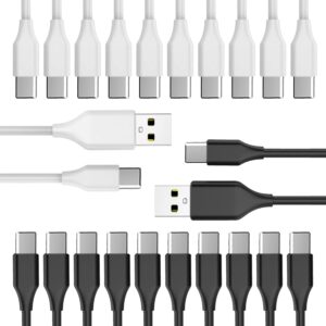 usb type c cable fast charging [20-pack 3.3ft], teksonic usb-a to usb-c 3a multi pack bulk charge cord compatible with samsung galaxy s10 s9 s8 s20 s21 plus a52 a21 a32 a11,note 10 9 8, ps5 controller