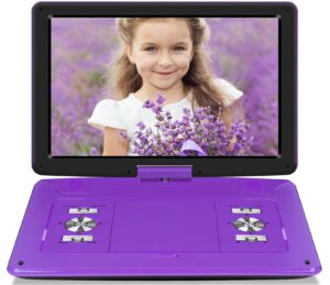 𝗝𝗘𝗞𝗘𝗥𝗢 17.9" portable dvd player with 15.6" large screen, 6 hours 5000mah rechargeable battery, region free, dvd player portable for kids, sync tv and support cd/dvd/sd card/usb, car charger