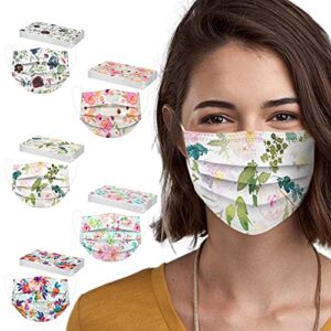 50pc flower disposable 3ply face_mask for glasses wearer with nose wire(a)