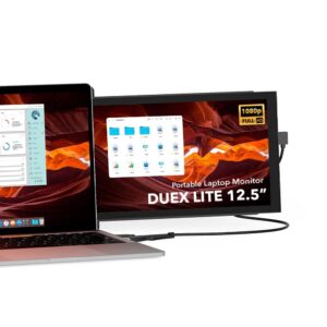 duex lite new mobile pixels portable monitor, 12.5" full hd ips dual monitor for laptops, usb c/usb a powered plug and play portable display,windows/macos compatible (grey)