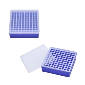 aicosineg 2pcs acrylic test tube rack holder 100holes lab centrifuge tube holder plastic test tube rack detachable plastic stand bracket rack test tube rack for labortory scientific testing blue