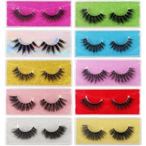 mink fluffy lashes 25mm fake eyelashes pack 10 pairs mixed long thick lashes bulk handmade reusable 8d volume eyelashes