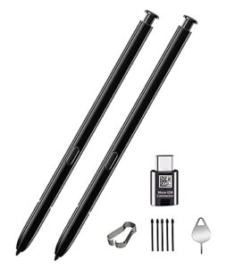 2pcs galaxy note 20 stylus pen replacement for galaxy note 20 note 20 ultra 5g (without bluetooth) stylus touch s pen wite type-c adapter+tips/nibs+eject pin (black)