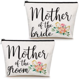 weewooday 2 pack mother of the groom and bride gifts makeup bags floral canvas cosmetic travel toiletry bag for mom mother in law wedding engagement gift