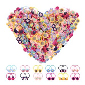 baby hair ties for toddler girls - 100 pcs small toddler hair ties ponytail holders baby girl hair accessories for infants kids hair bands mix color a