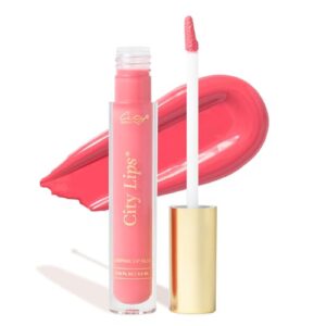 city beauty city lips plumping lip gloss watermelon - high-shine gloss for fuller, younger-looking lips | hydrating & smoothing lip treatment hyaluronic acid