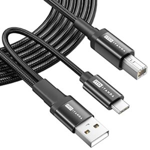 itd itanda printer cable，2 in 1 usb printer cable 10ft，usb 2.0 a male to b male scanner cord,usb type c to midi cable printer cable, compatible with musical instruments, pianos, hp, canon and more