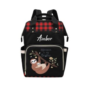 anneunique grid koala diaper bags backpack with name personalized baby bag nursing nappy bag travel tote bag gifts for mom girl,10.83 x 6.69 x 15 inch