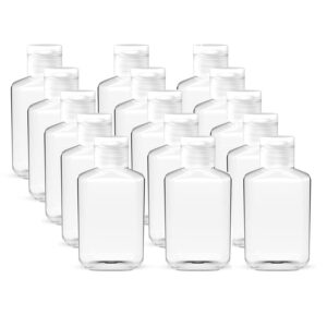 60pcs 2oz clear empty travel pet plastic bottles with flip top caps,refillable top bottles, no bpa/no parabens