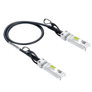 10gtek 1.25g sfp dac twinax cable - gigabit passive direct attach copper twinax sfp cable for cisco sfp-1gbase-cu0.5m, ubiquiti unifi, fortinet, netgear, tp-link and more, 0.5-meter(1.6ft)