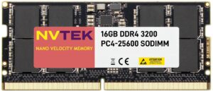 nvtek 16gb (1x16gb) ddr4 3200mhz pc4-25600 sodimm 2rx8 1.2v cl22 260-pin non-ecc laptop pc computer memory