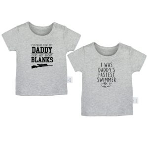 i was daddy's fastest swimmer & i'm proof that my daddy does not shot blanks funny t-shirts newborn infant baby graphic tee