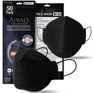 airaid-kf94 [individually wrapped] - made in korea, 4-layer filter, 3d face mask, black, white, adult and older teens (black-50p)