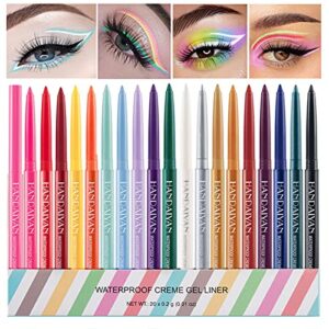 lemonsac 20 colors eyeliner pen set, eye shadow pencil, pearl eyeliner kit metallic eyeliner pencil glitter eyeliner for women eye&lip liner professional waterproof retractable eyeliner(20pcs)