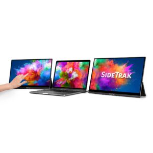 sidetrak solo pro triple touchscreen portable monitor for laptop | 2 freestanding 15.6” fhd 1080p led screens | compatible with pc & chrome | usb-c or hdmi | speakers & hdr mode