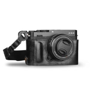 megagear ever ready genuine leather camera half case compatible with fujifilm x series x-e4, black (mg1981)