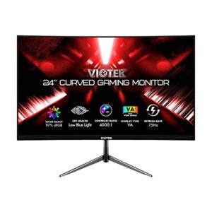 viotek nbv24cb2 24-inch curved monitor, 75 hz full-hd frameless monitor for home, office & gaming | vga, hdmi, 3.5mm | adaptive sync w/superior dead pixel policy + 3yr performance promise