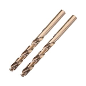 auniwaig 10.5mm hss straight shank cobalt twist drill bit-jobber length fully ground straight shank – 5% cobalt m35 grade, champagne for stainless steel cast iron 2pcs