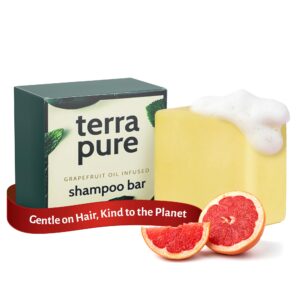 terra pure shampoo bar | oil infused by 1-shoppe | plastic free, soap free, vegan, plant based, sustainable, eco-friendly, & zero waste