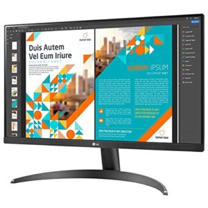 lg 24qp500-b 24” qhd (2560 x 1440) ips display qhd ips monitor with hdr 10 srgb 99% color gamut and freesync with 3-side virtually borderless design, black (renewed)